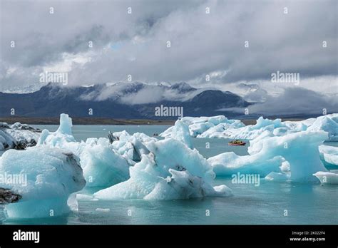Icebergs Which Have Broken Off From The Breidamerkurjokull Glacier