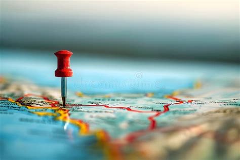 Planning Your Next Adventure Red Push Pin Marks Destination On A