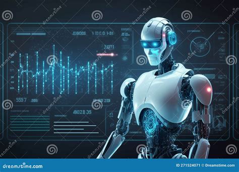 Artificial Intelligence Robot Control Futuristic Data Screen Royalty