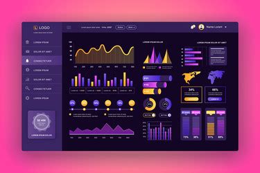 Data Dashboard Modern Infographic Ui Interface Vector Image