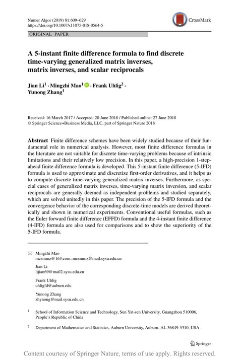A 5 Instant Finite Difference Formula To Find Discrete Time Varying Generalized Matrix Inverses