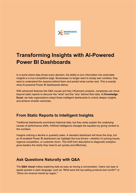 Ppt Transforming Insights With Ai Powered Power Bi Dashboards Powerpoint Presentation Id