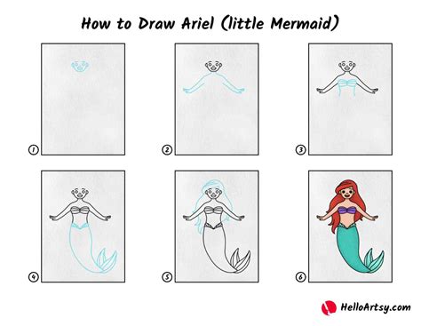 How To Draw Ariel Little Mermaid Helloartsy