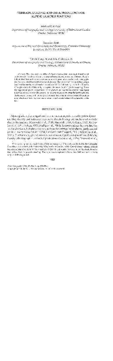 Pdf Terrain Analysis And Data Modeling For Alpine Glacier Mapping