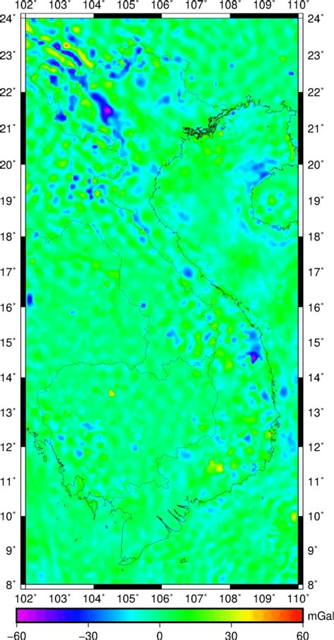 2 grid of residual gravity anomalies the residual height anomalies