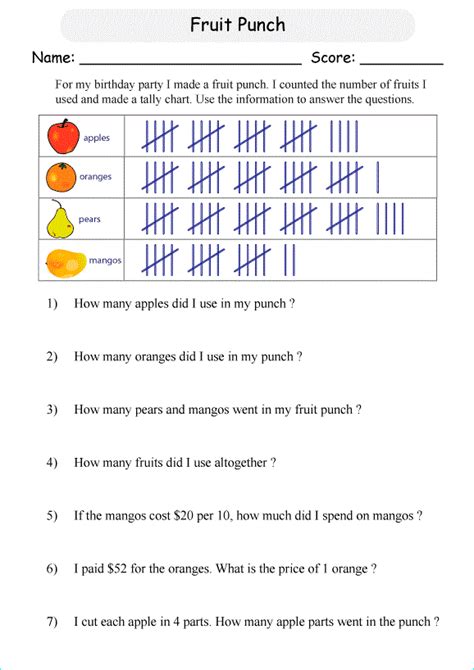 Tally Chart And Bar Graph Worksheet