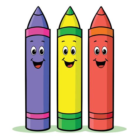 Three Colorful Crayons With Smiling Faces 55851102 Vector Art At Vecteezy
