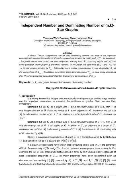 Pdf Independent Number And Dominating Number Of Nk Star Graphs