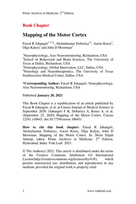Pdf Mapping Of The Motor Cortex