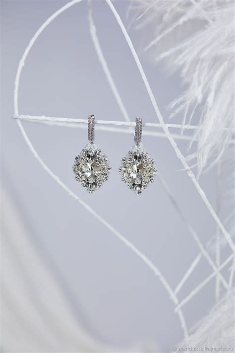 Свадебные серьги с кристаллами Swarovski. Серебряные серьги для невест ...
