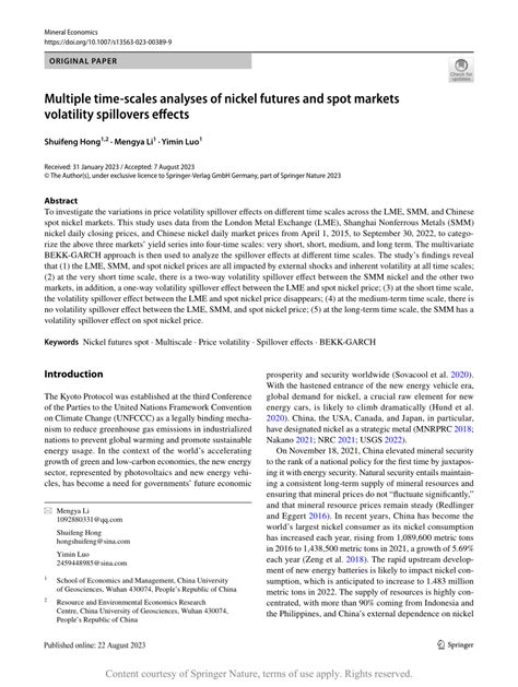 Multiple Time Scales Analyses Of Nickel Futures And Spot Markets