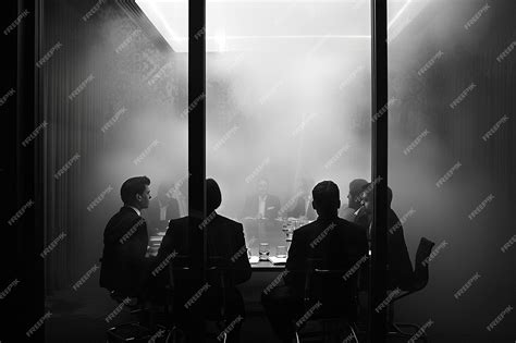 See Men Sitting Around A Table In A Meeting Room T Generative Ai Premium Ai Generated Image