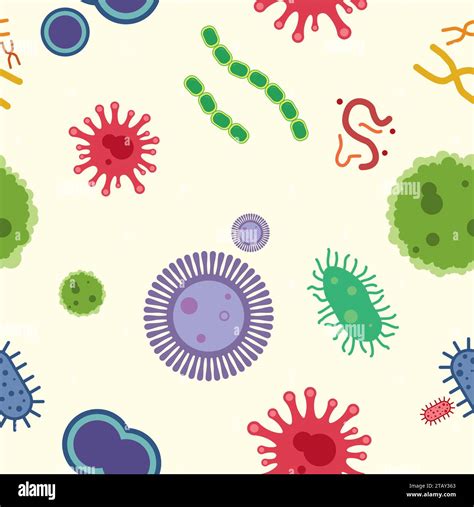 Colorful Viruses And Bacteria Pattern Vector Illustration Stock Vector Image And Art Alamy