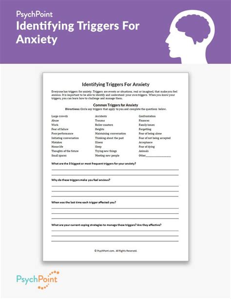 Identifying Triggers For Anxiety Worksheet Artofit