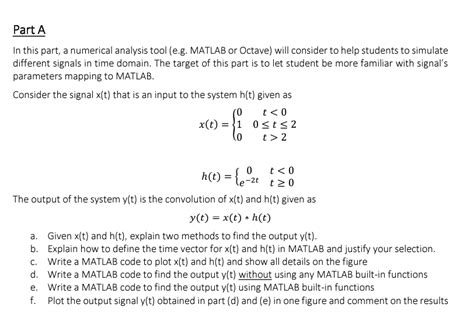 Solved In This Part A Numerical Analysis Tool E G MATLAB Chegg