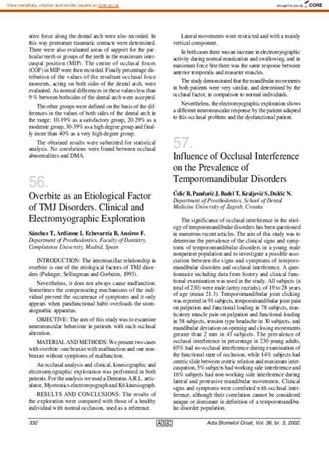 Pdf Influence Of Occlusal Interference On The Prevalence Of Temporomandibular Disorders