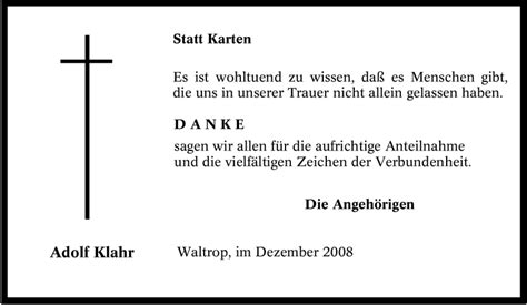 Traueranzeigen Von Adolf Klahr Trauer In Nrwde