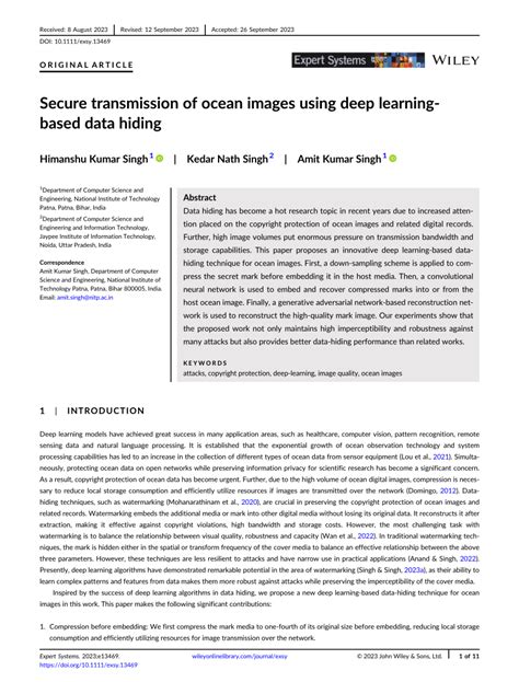 Secure Transmission Of Ocean Images Using Deep Learning‐based Data Hiding Request Pdf