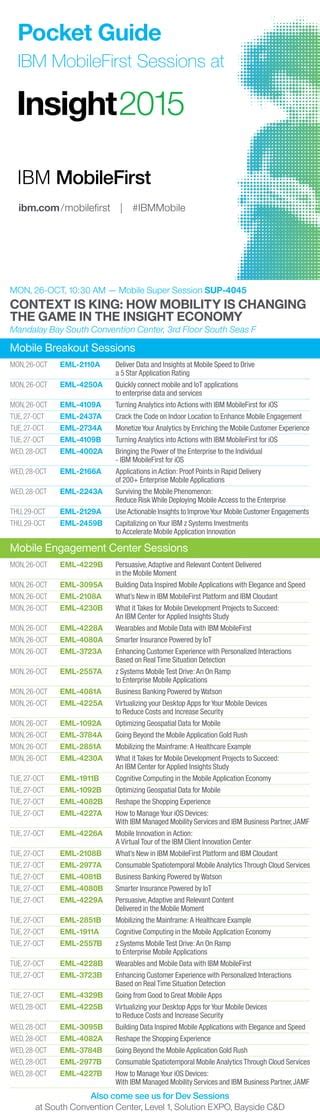 Ibm Mobilefirst Sessions At Insight2015 A Pocket Guide Pdf