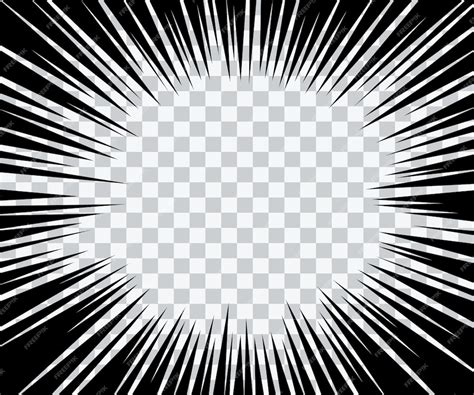 만화 속도 버스트 프레임 방사형 애니메이션 속도 라인 만화 책에 대 한 충돌 확대축소 효과 방사형 라인 오버레이 템플릿 만화 Brust 프레임 붐 효과 투명 배경에 벡터