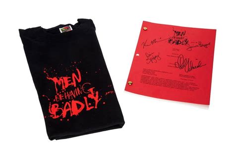 Men Behaving Badly Cast Signed The Sting Script With Shirt And Photo