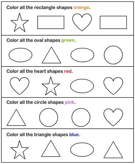 Preschool Math Worksheets For Learning Shapes And Colors Shapes