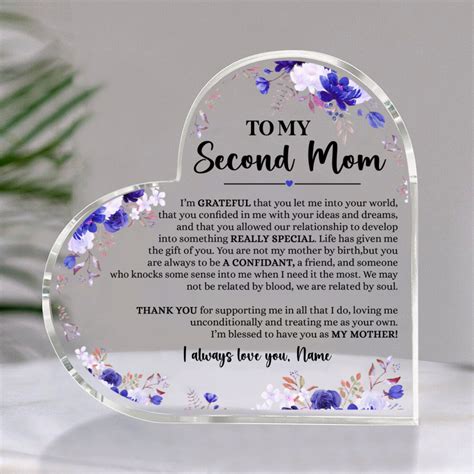 To My Second Mom Heart Acrylic Plaque Step Mother Christmas Ts