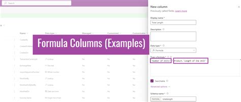 Formula Columns Examples