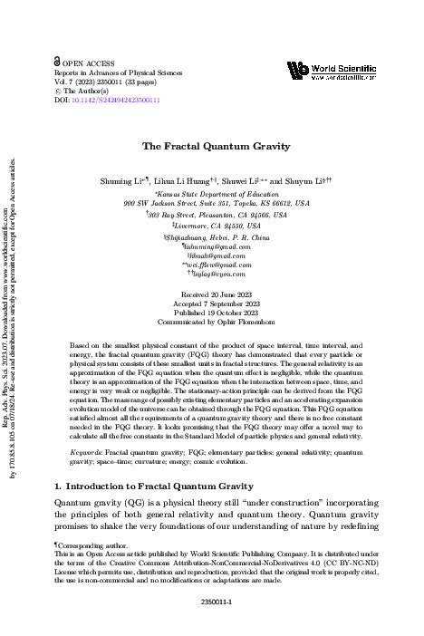 Pdf The Fractal Quantum Gravity