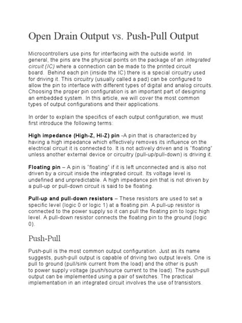 Open Drain Output Vs Push Pull Output Pdf Electrical Circuits