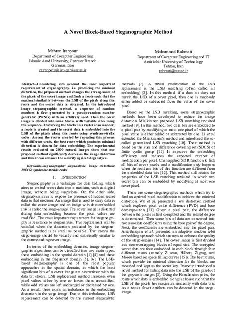 Pdf A Novel Block Based Steganographic Method