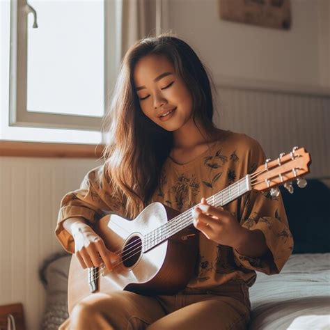 Premium Ai Image Girl Playing Guitar