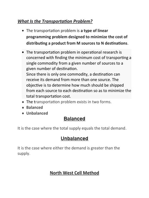 transportation and assignment problem pdf systems analysis