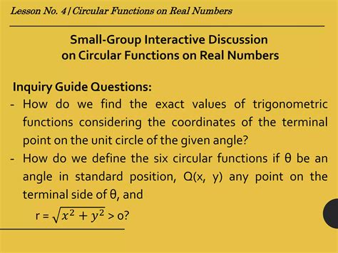 Lesson No 4 Circular Functions On Real Numbers Pptx
