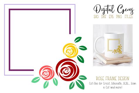 Rose Frame Design By Digital Gems Thehungryjpeg
