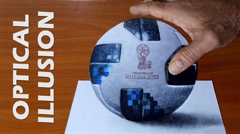 3d Drawing Fifa World Cup 2018 Ball Easy Way To Draw 3d Illusion On