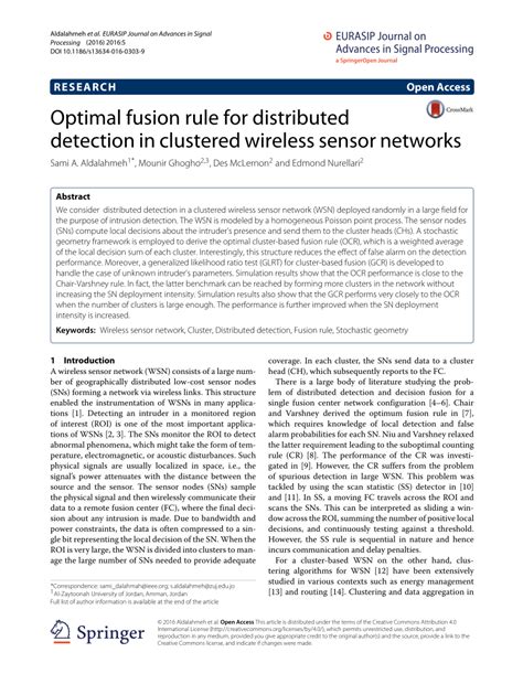 pdf optimal fusion rule for distributed detection in clustered