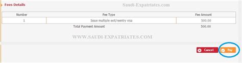 Multiple Exit Re Entry Visa Payment Procedure