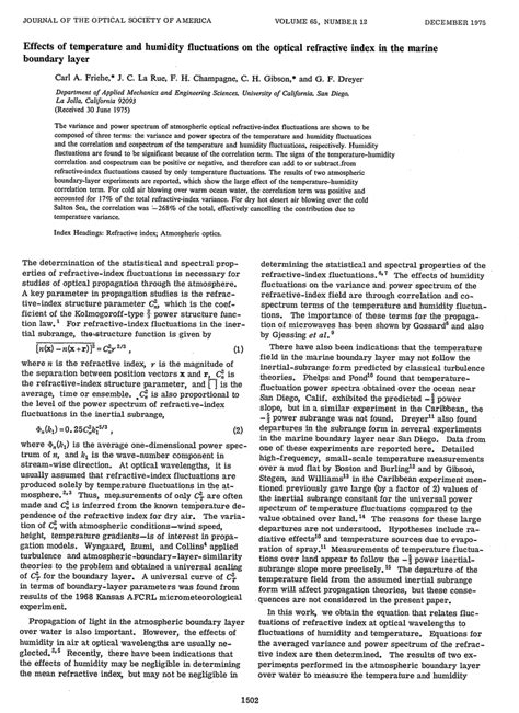 Pdf Effects Of Temperature And Humidity Fluctuations On The Optical Refractive Index In The