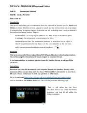 PHY Online Lab Forces And Motion Docx PHY ON LINE LAB Forces And Motion Lab
