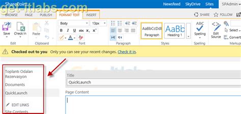 Sharepoint Sayfanızda Quick Launch Menüsünü Gizleme Get