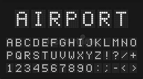 Led Digital Font Letters And Numbers English Alphabet In Digital Screen Style Stock Vector