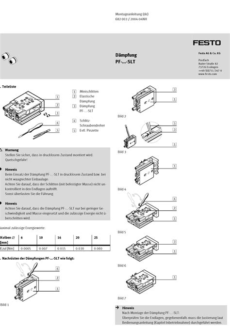 Festo Pf 10 Slt Assembly Instructions Pdf Download Manualslib
