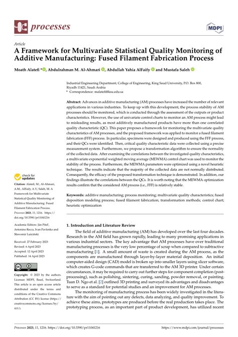 Pdf A Framework For Multivariate Statistical Quality Monitoring Of