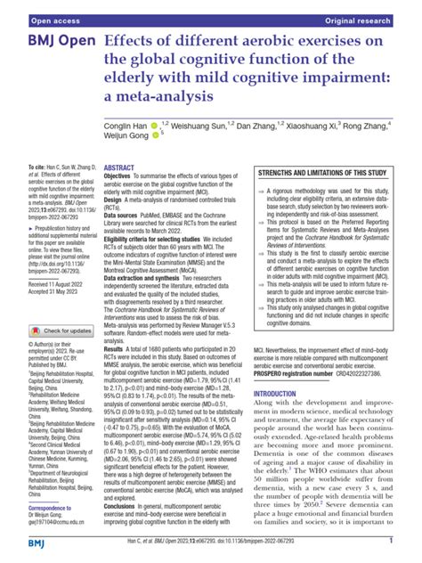 2023 effects of different aerobic exercises on the global cognitive