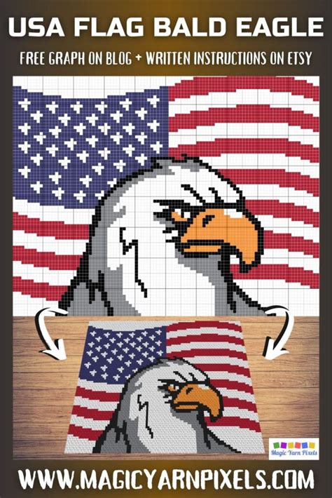 Usa Flag Bald Eagle C2c Crochet Pattern And Free Graph Magic Yarn Pixels