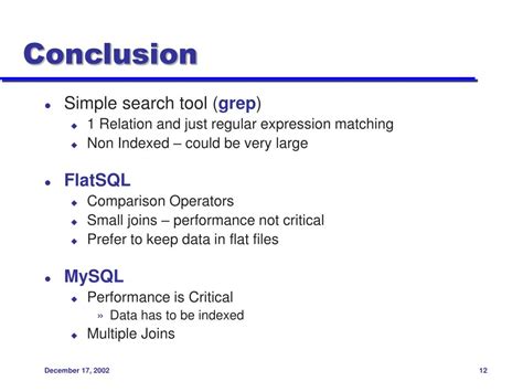 PPT FlatSQL Vs MySQL Queries Using Unix Tools Vs A DBMS PowerPoint Presentation ID 4375488