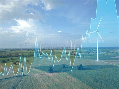 Trading Graph On Wind Turbine Power Generator Business Financial Concept Stock Image Image Of