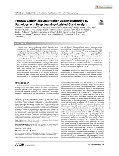 Pdf Prostate Cancer Risk Stratification Via Nondestructive 3d Pathology With Deep Learning