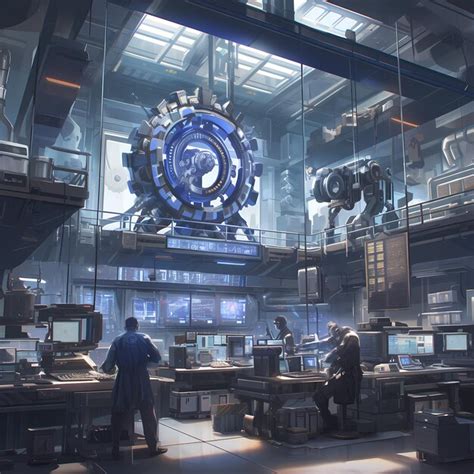 Premium Photo Futuristic Command Center Advanced Technology Expert Personnel